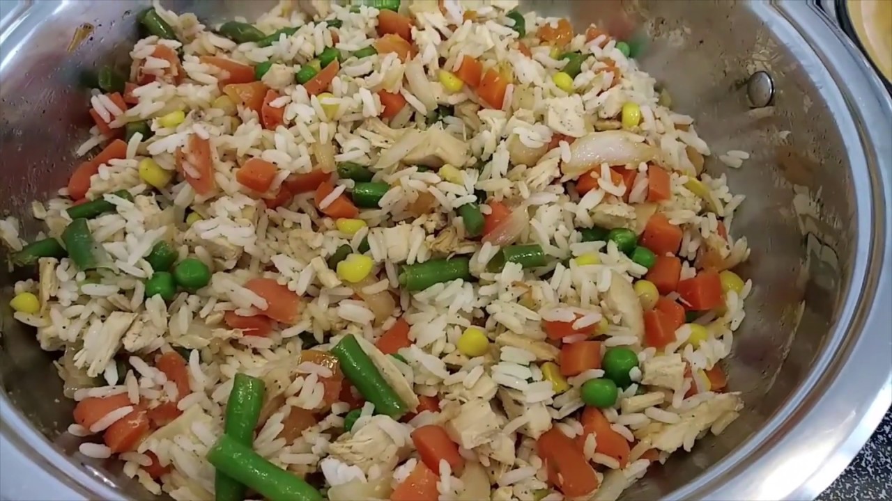 Vegetable Fried Rice | How to cook vegetable fried rice with chicken ...