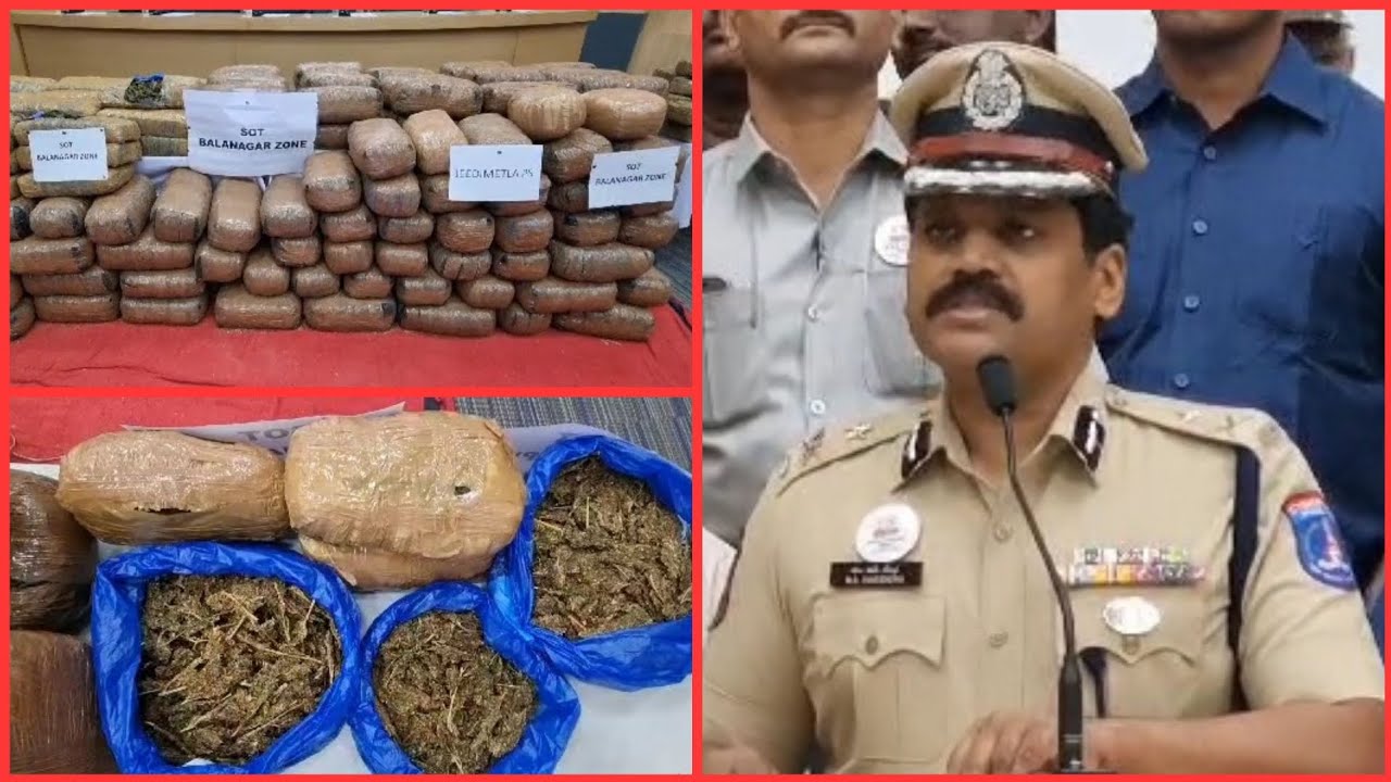 Police Seize 900 kg Ganja At Cyberabad CP Stephen Ravindra IPS Press ...