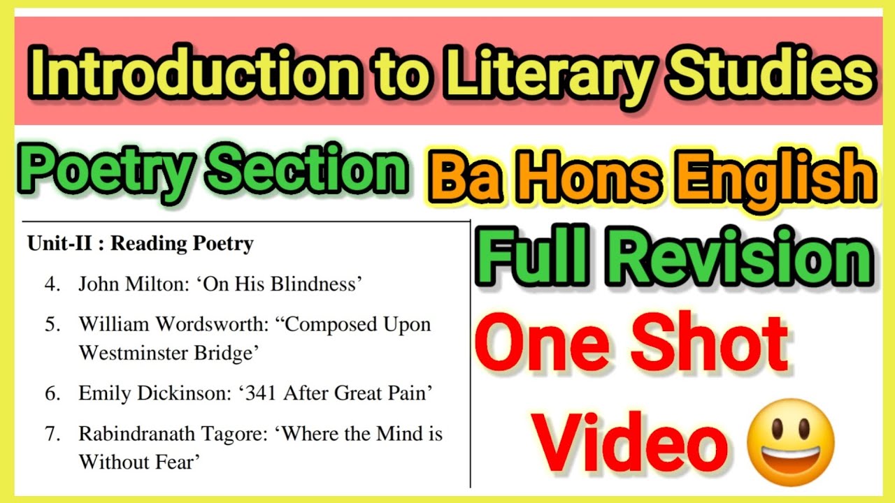 Literary Studies|Poetry Section|Full Revision🔥 One Shot Video|BA Hons ...