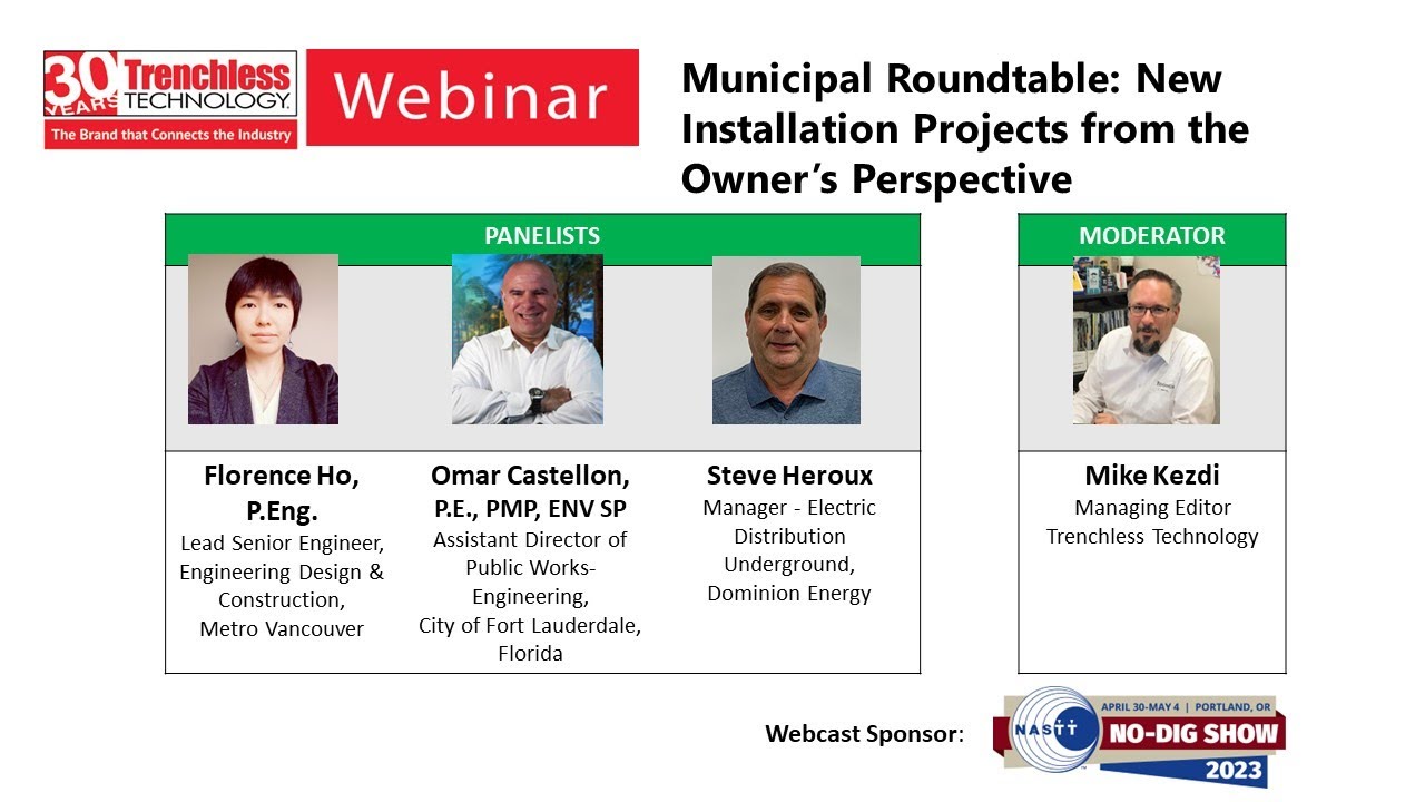 July 2022 Trenchless Technology Webcast: New Installation Projects from the Owner’s Perspective ...