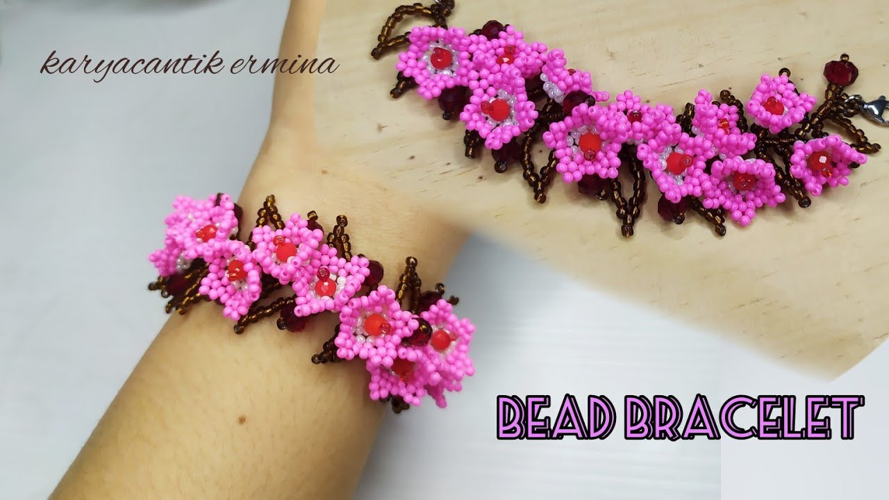 how to make a bead bracelet || diy Cherry blossoms @karyacantikermina - YouTube