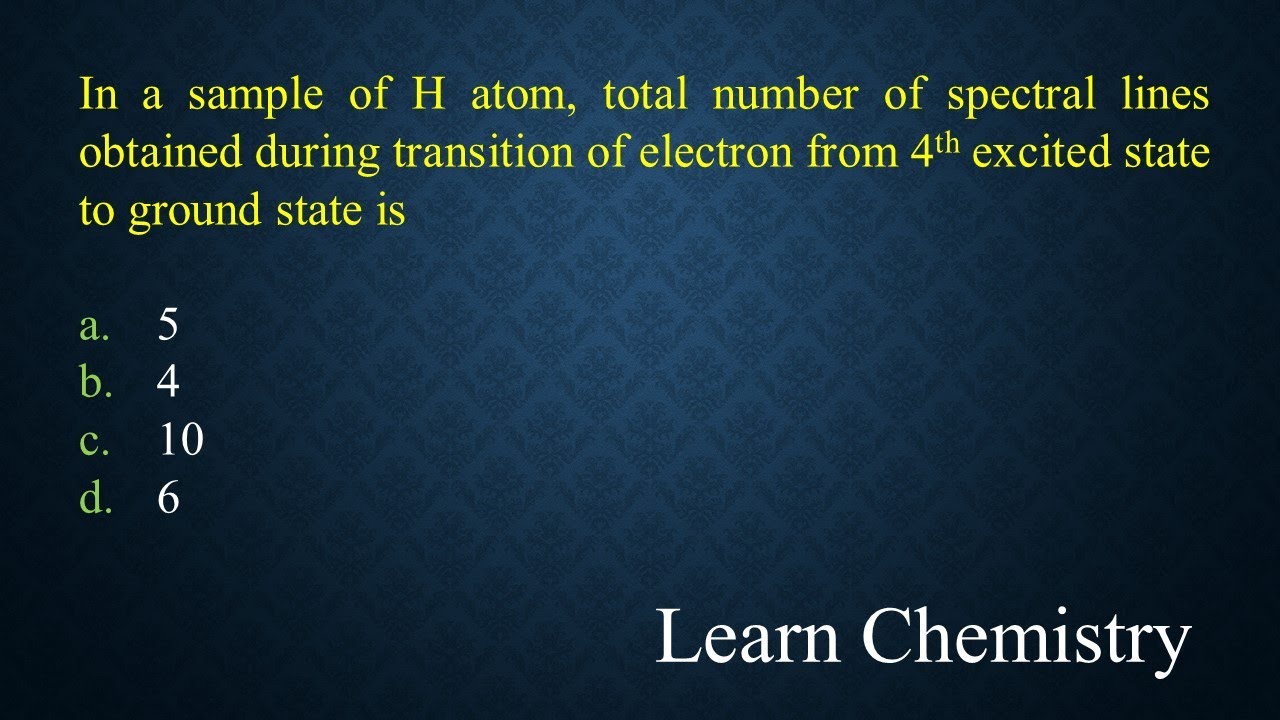 In sample of H-atom, spectral lines obtained (transition from 4th ...