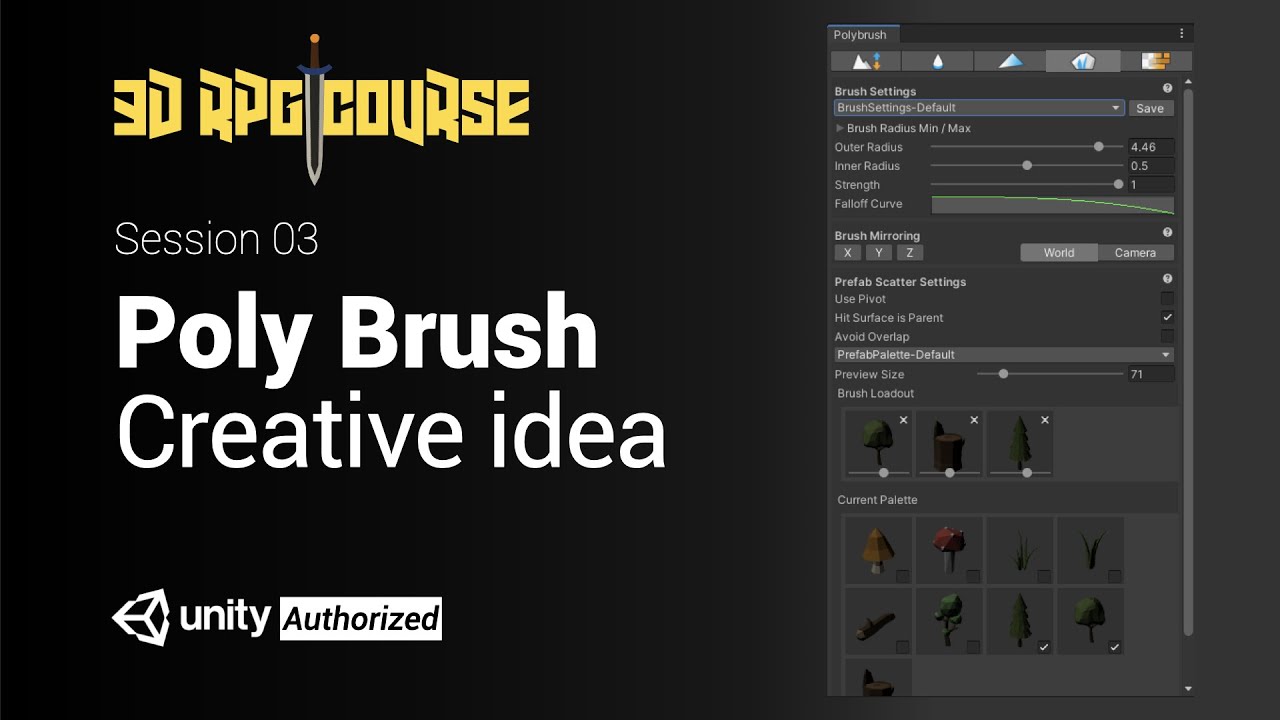 Unity 3D RPG游戏开发教程|Core核心功能03:PolyBrush 发挥创意构建场景 - YouTube