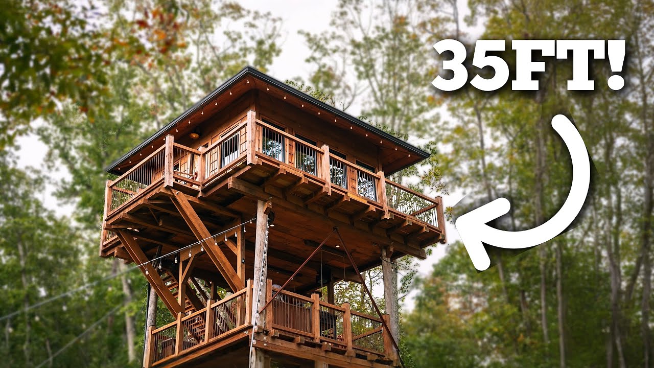 Levi Kelly Stays Inside a Unique 35FT WatchTower Tiny House! - YouTube