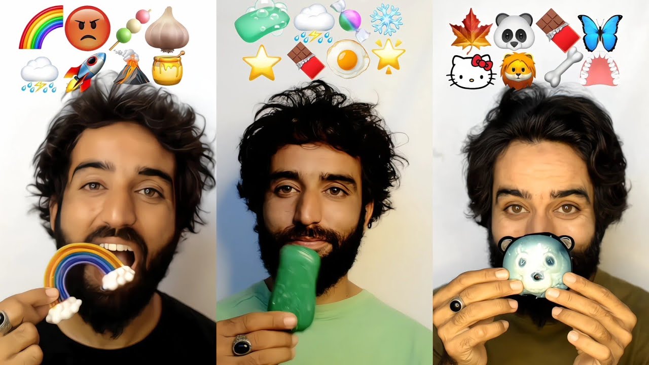 ASMR Emoji Food Eating Sounds 🍒🧀🍧🍡🍬 | Honey Jelly , Chocolates MUKBANG ...