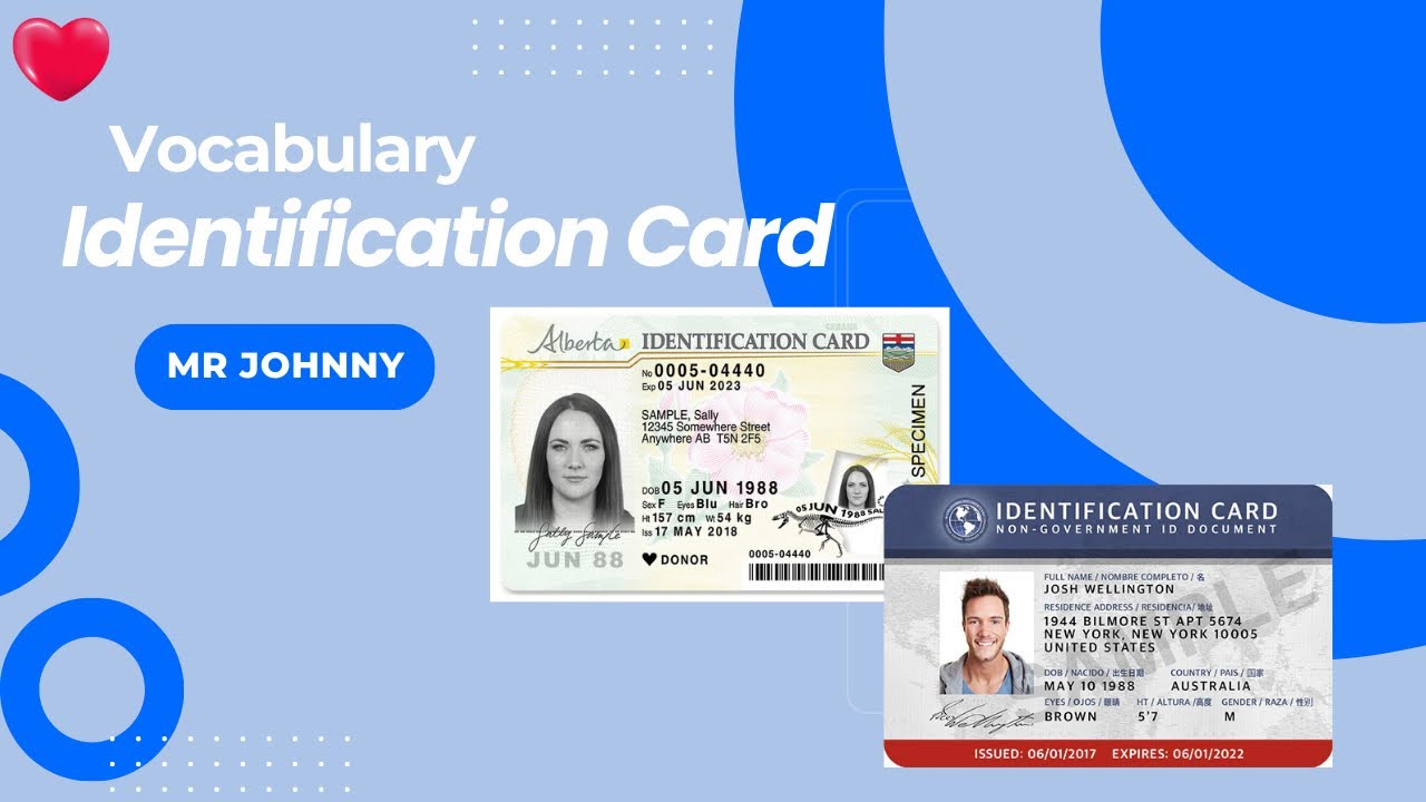 Vocab || Identification Card || Mr Johnny #english #learning # ...