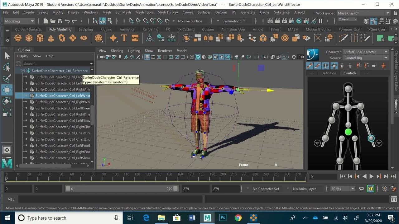 Editing a Mocap Sequence in Maya, Part 2 (Human IK) - YouTube