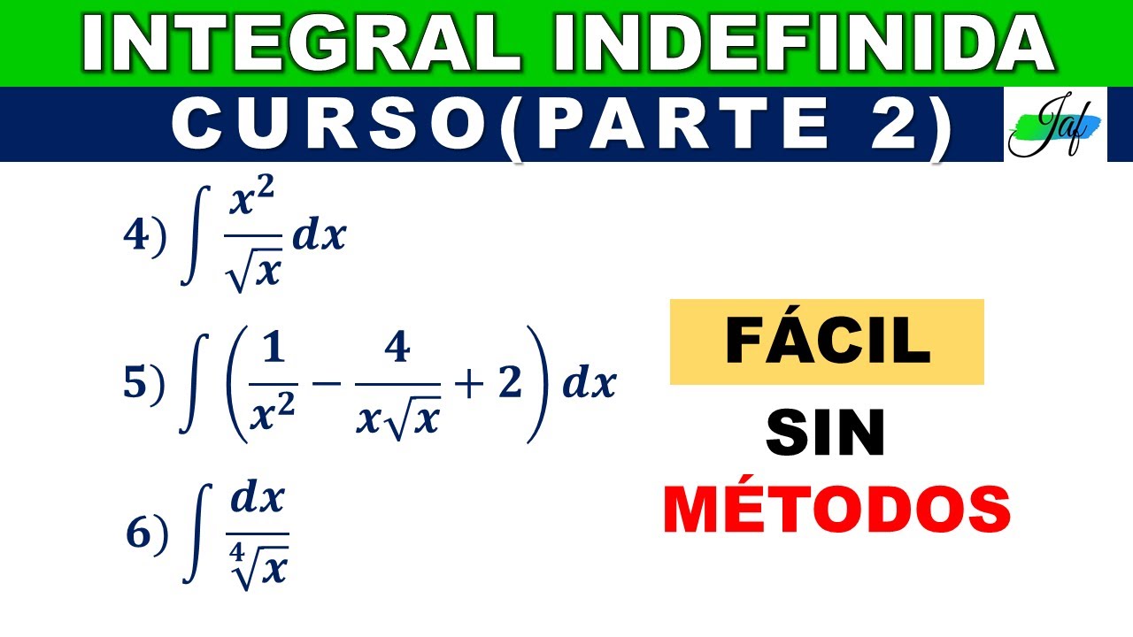 INTEGRAL INDEFINIDA [ejercicios resueltos] CURSO DE CALCULO INTEGRAL (2 ...