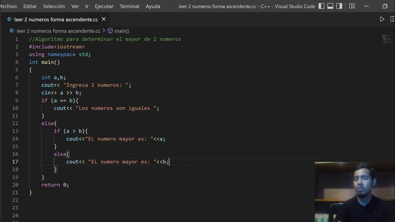 Programa que lea 2 números e imprima el mayor c++ - YouTube