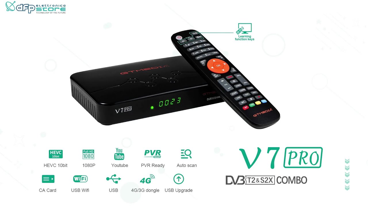 GTMEDIA V7 Pro Combo FULL HD DVB-S2X+T2/C H.265 HEVC 10bit Multistream ...