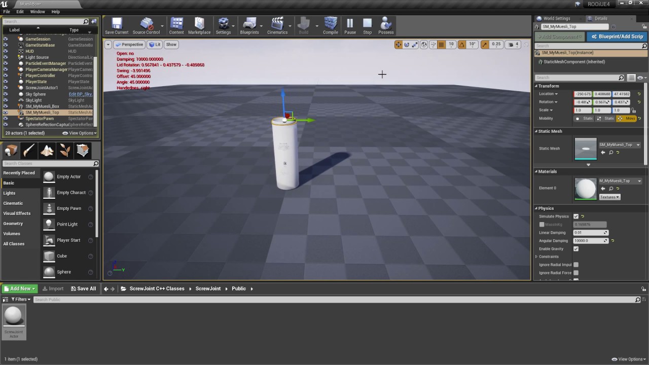 Realistic Object Opening in Unreal Engine 4 - Muesli-Box mesh - YouTube