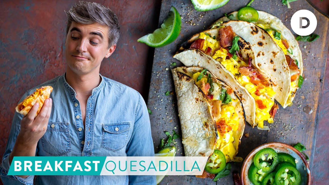 RECIPE: SUPER EASY Cheesy Breakfast Quesadilla! - YouTube