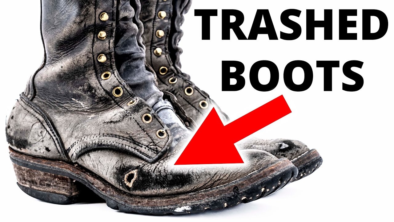 Work Boot Restoration - 30 Year Old Handmade Leather Boot Restoration ...
