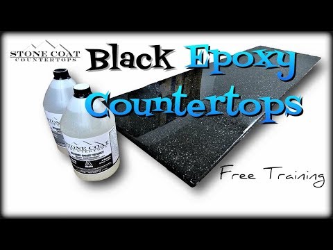 Quartz Black Epoxy Countertops with Silver Mica Flakes