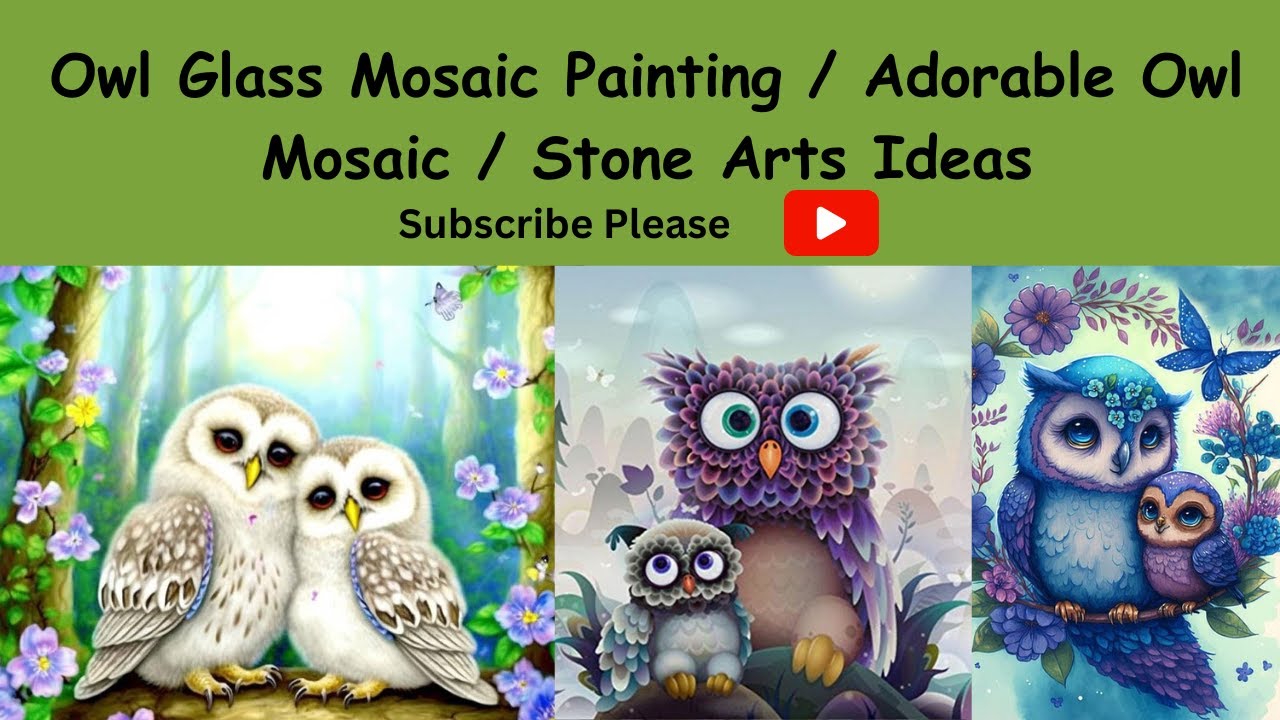Owl Glass Mosaic Painting / Adorable Owl Mosaic / Stone Arts Ideas Owl ...