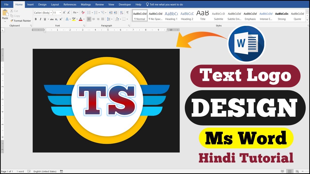 How to Create Text Logo Design in Microsoft Word Hindi Tutorial ! - YouTube
