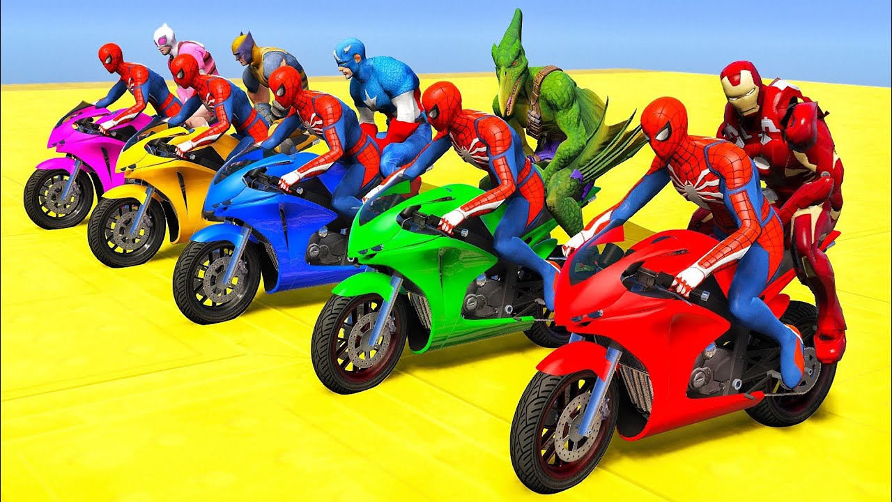 GTA V Superheroes Crazy Race Challenge with Super Bikes | GTA 5 ...