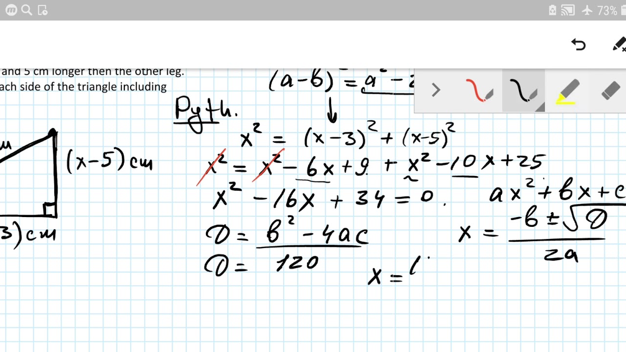 GCSE Maths Revision | Pythagoras theorem quadratic equations | Problem ...