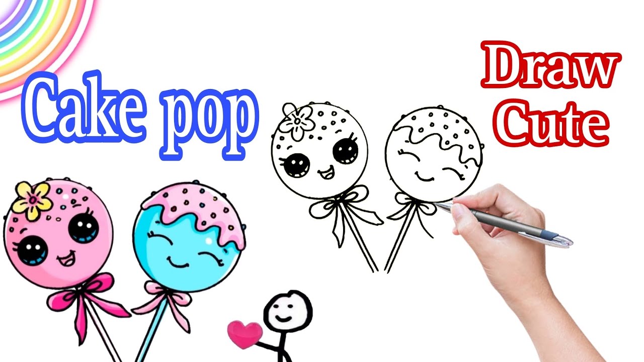 How To Draw A Cute CAKE POP Clipart,To Draw step by step, DL cute ...