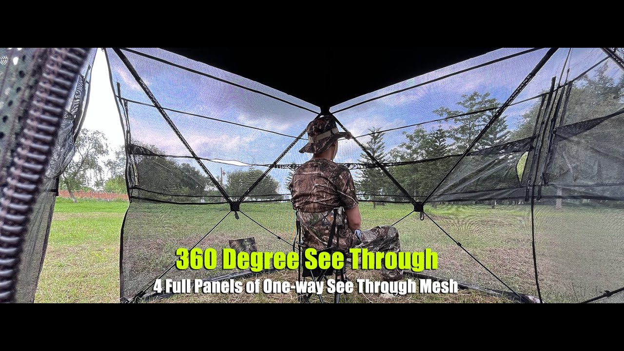 LUCKUNTER Full Open Door See Through Hunting Blind - YouTube