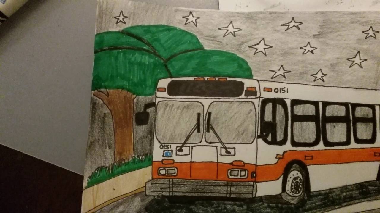 My mississauga transit bus drawing night time - YouTube
