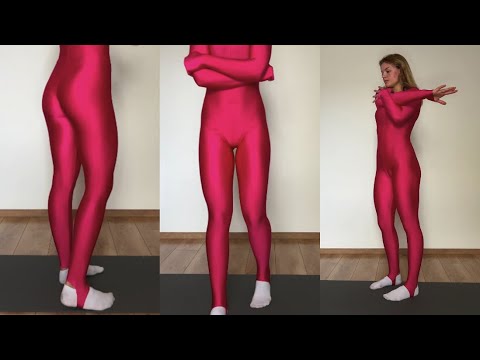 Pink Spandex Catsuit with Stirrups for Home Workout and Yoga