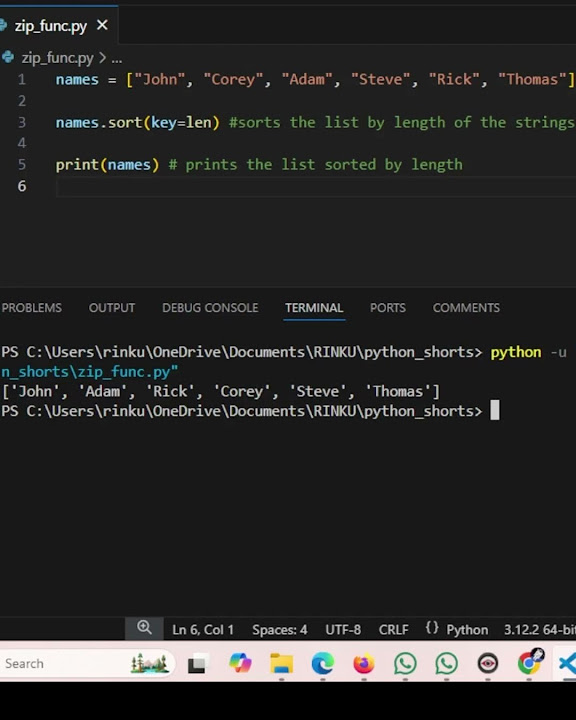 Python Len Sort Function Codingtips Coding Python Youtube
