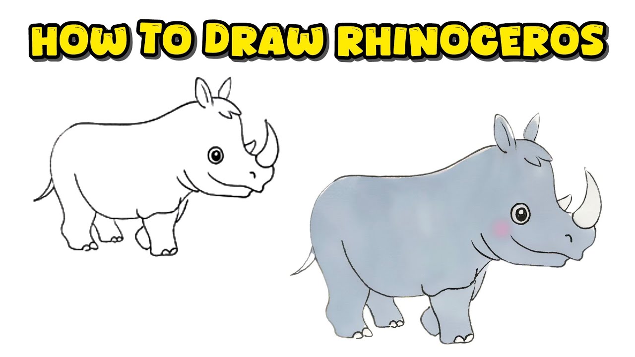 How to Draw a Rhinoceros – Quick Drawing Practice with Colored Markers - YouTube