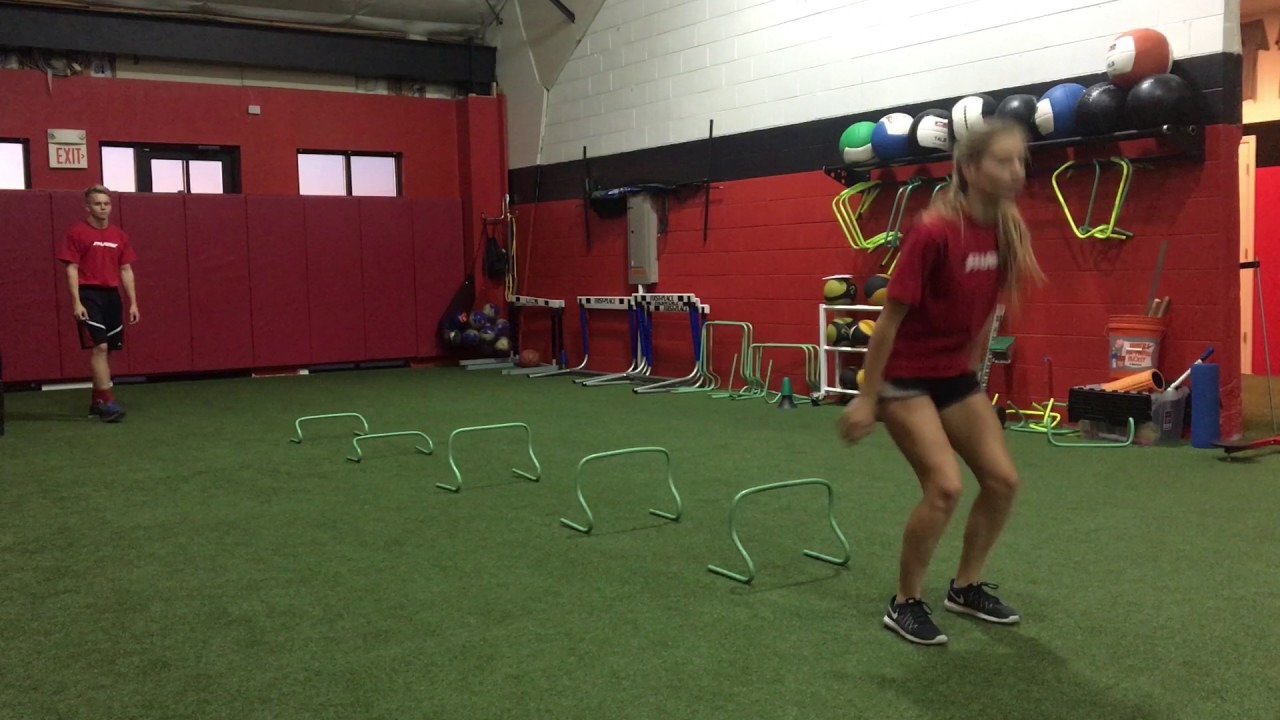 low hurdle hops side view - YouTube