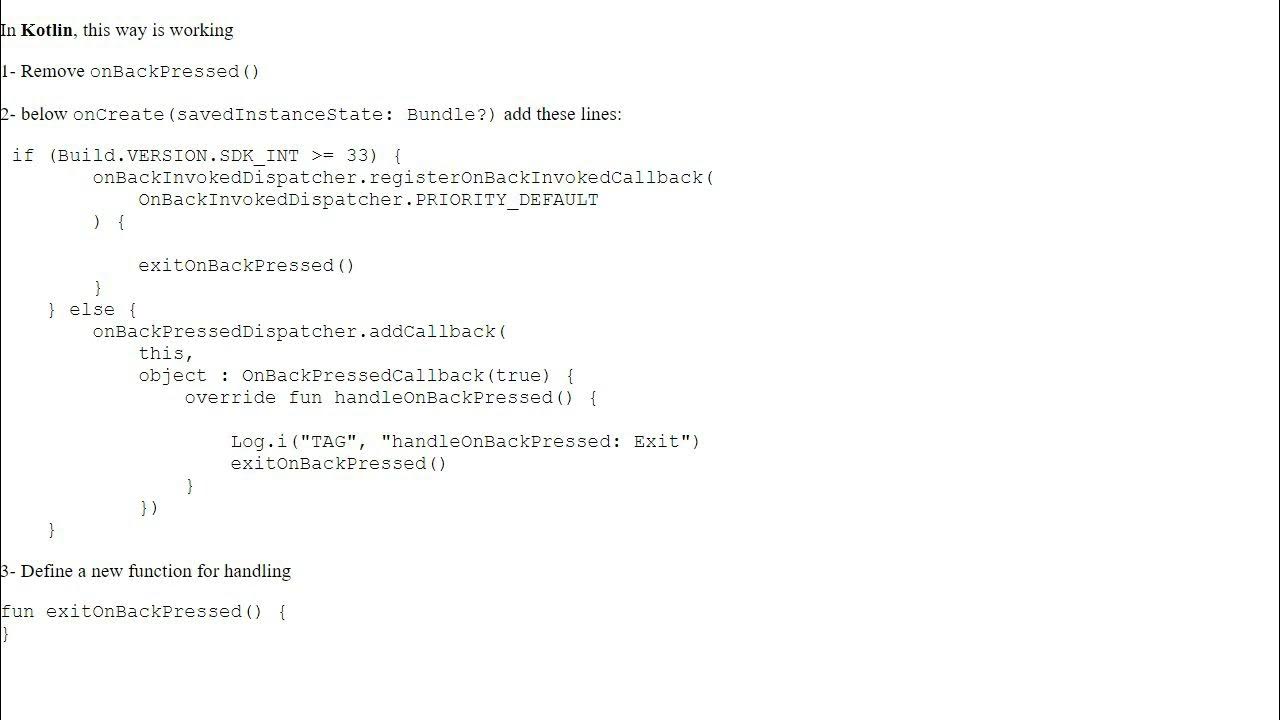 onBackPressed() is deprecated. What is the alternative? - YouTube
