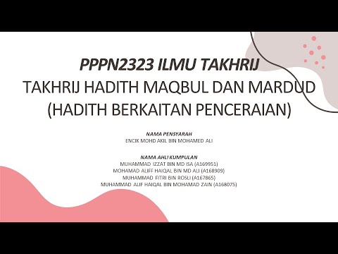 Takhrij Hadith Maqbul dan Mardud (Tema: Penceraian) - YouTube