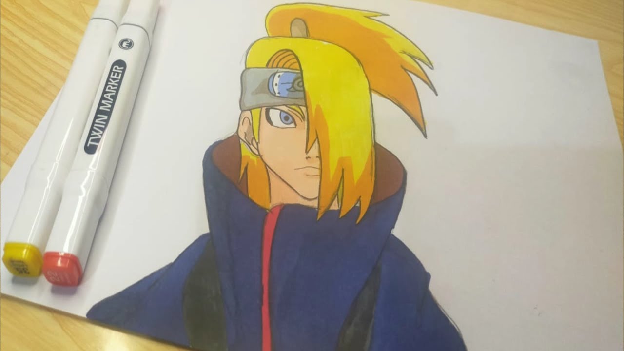 How to draw Deidara easy step by step - YouTube