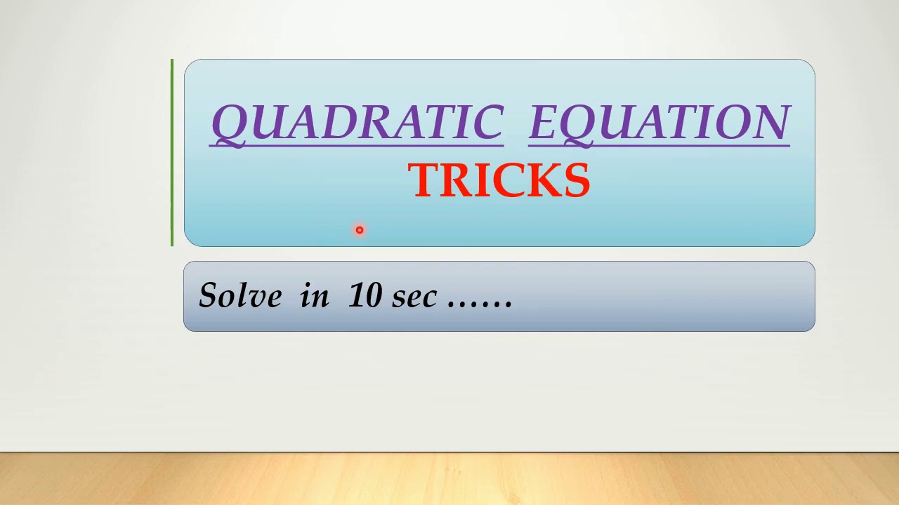 quadratic equation tricks in maths for bank exams - YouTube