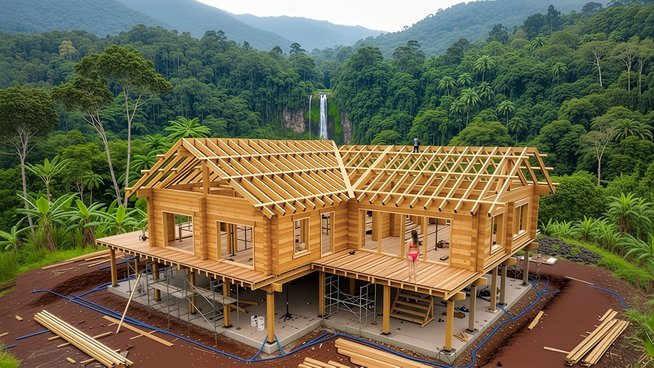 TIMELAPSE -- Forest Cabin Build | Girl Builds Timber Frame by Hand ...
