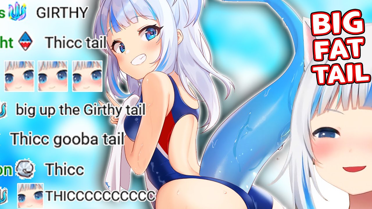Chat goes wild as Gura talks about her Big Fat Tail - YouTube