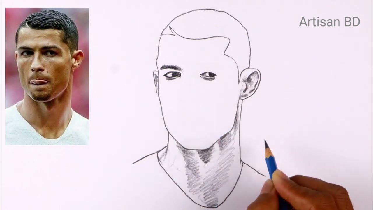 How To Draw Realistic Portrait Cristiano Ronaldo Pencil Sketch Easy ...