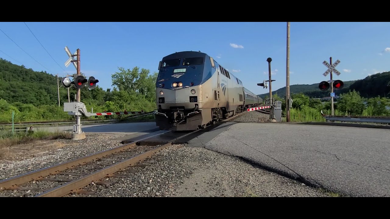 Amtrak #111 leading Vermonter northbound into Brattleboro - YouTube