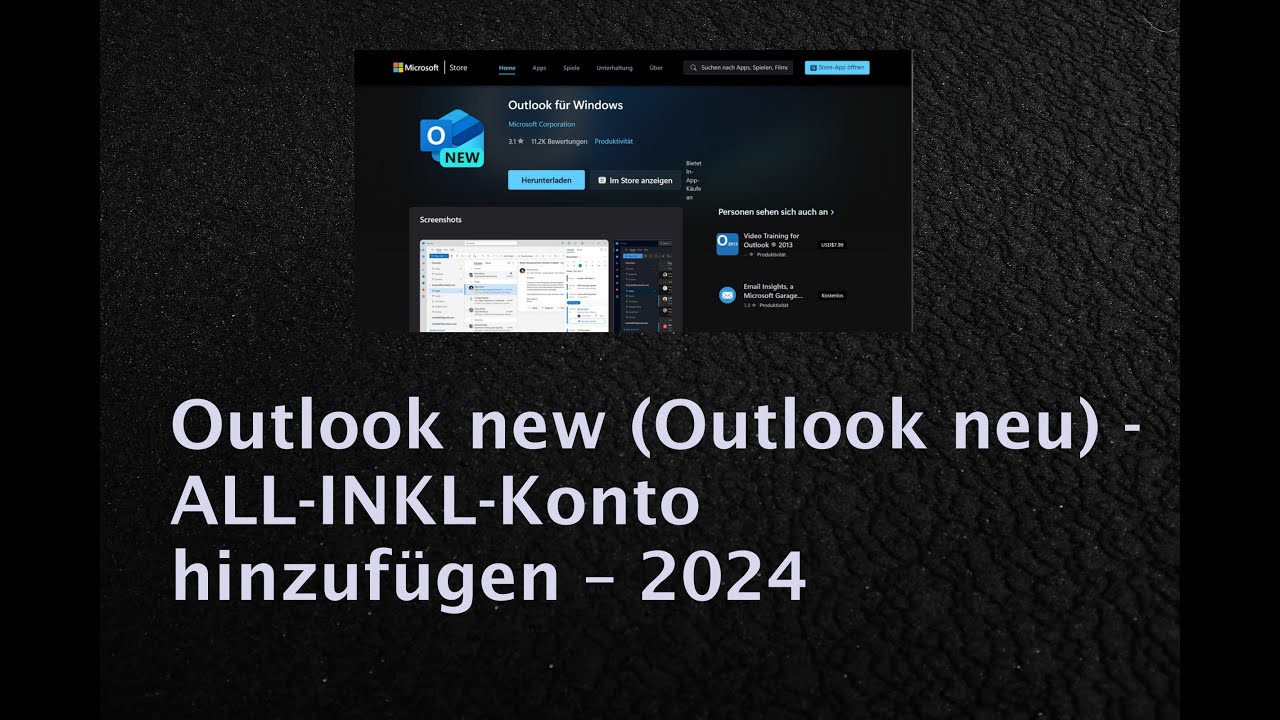 Outlook new (Outlook neu) - Konto bei ALL-INKL hinzufügen – 2025 - YouTube