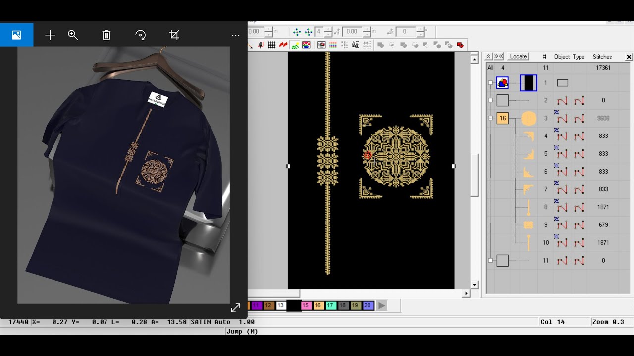 How to design Monogram Kaftan Pocket and Flap in Wilcom. - YouTube