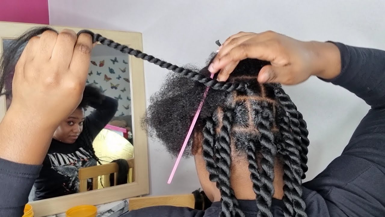 EASY DIY ROPE TWIST IN LESS THAN 2hrs | HOW TO PART YOUR HAIR| RUBBER ...