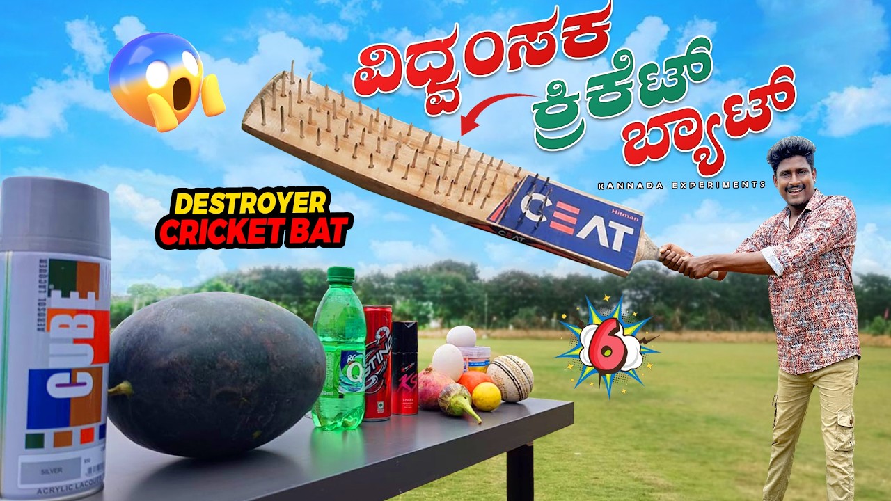 Bat Power Testing Ultimate Destroyer Cricket Bat 🏏😍 ಮೊಳೆಗಳ ಬ್ಯಾಟ್ ನಿಂದ ...