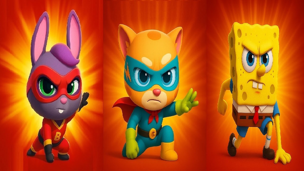 Talking Tom Hero Dash VS Subway Surfers SpongeBob New Character SUPER ...