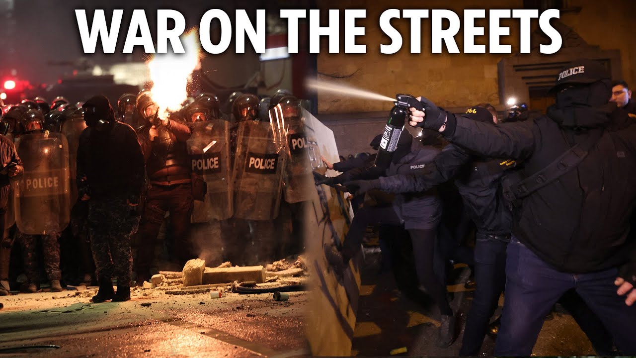 Riot cops blast pro-EU protesters with water cannon in clashes over ...