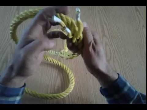Eye splice in an 4 strand rope - تخريز غاصه - حبل نصف بوصه ( 4 نمر - بت ...