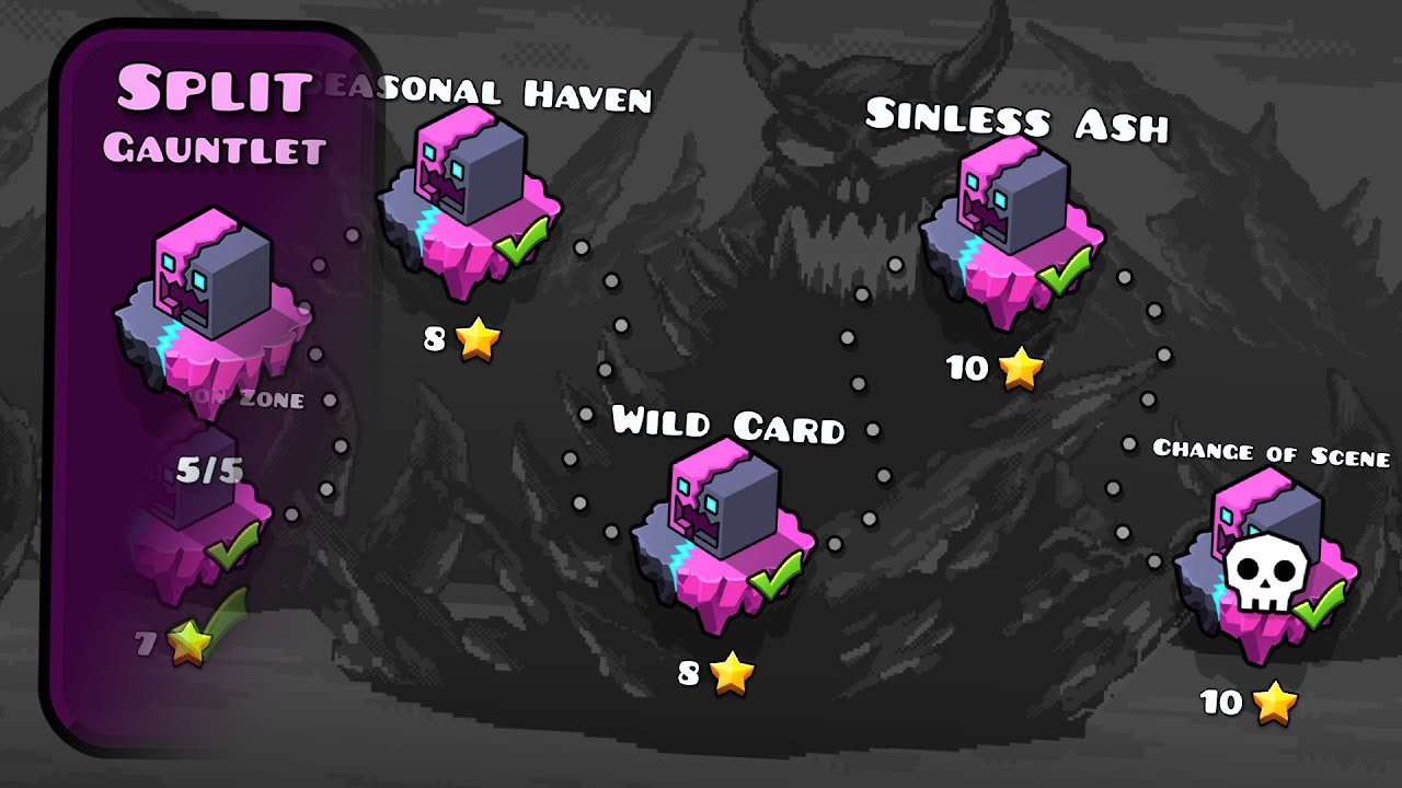 [2.2] Split Gauntlet - ALL LEVELS, PATHS & COINS | Geometry Dash - YouTube