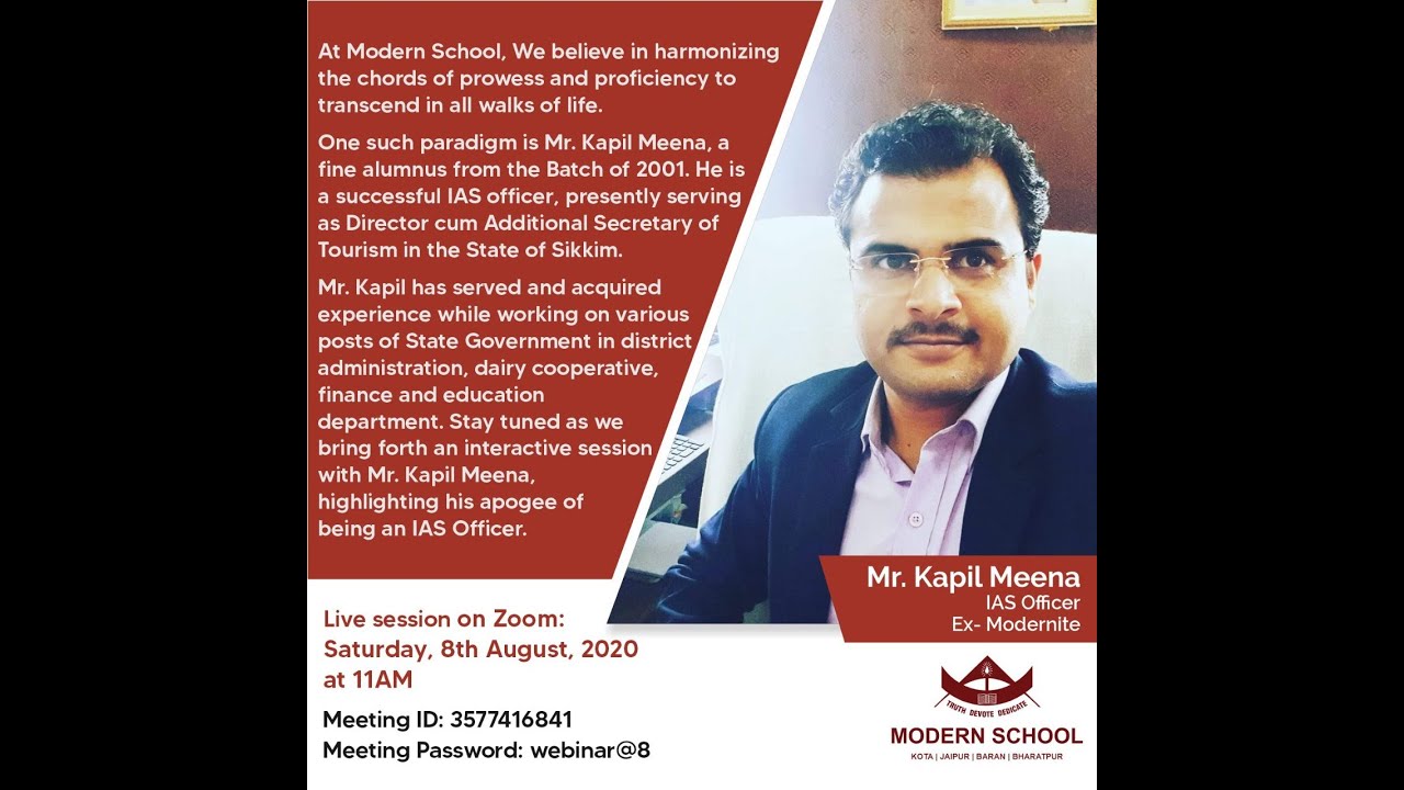 Webinar by Mr. Kapil Meena, IAS officer(Sikkim): “Road to success ...