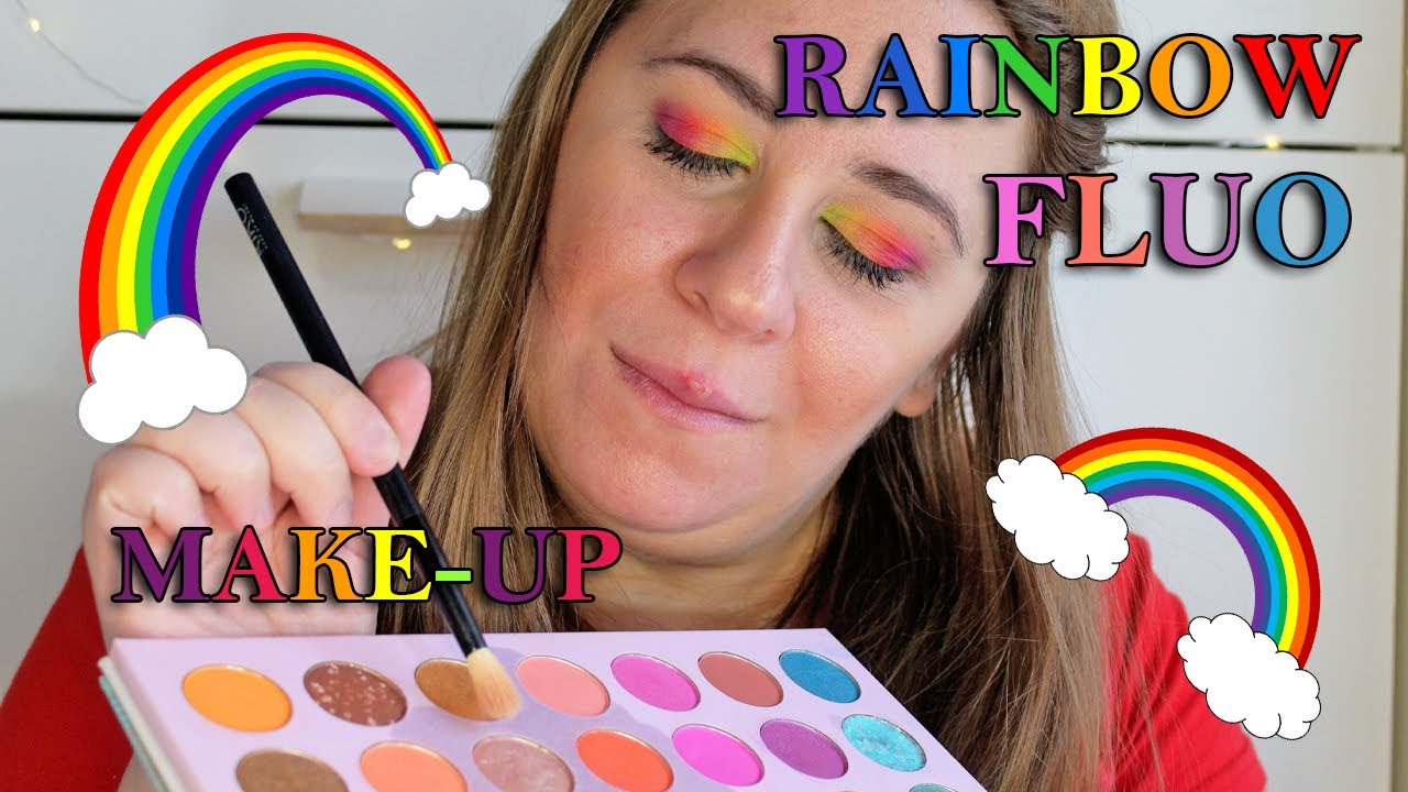RAINBOW FLUO MAKEUP TRUCCO SEMPLICE SUPER COLORATO - YouTube