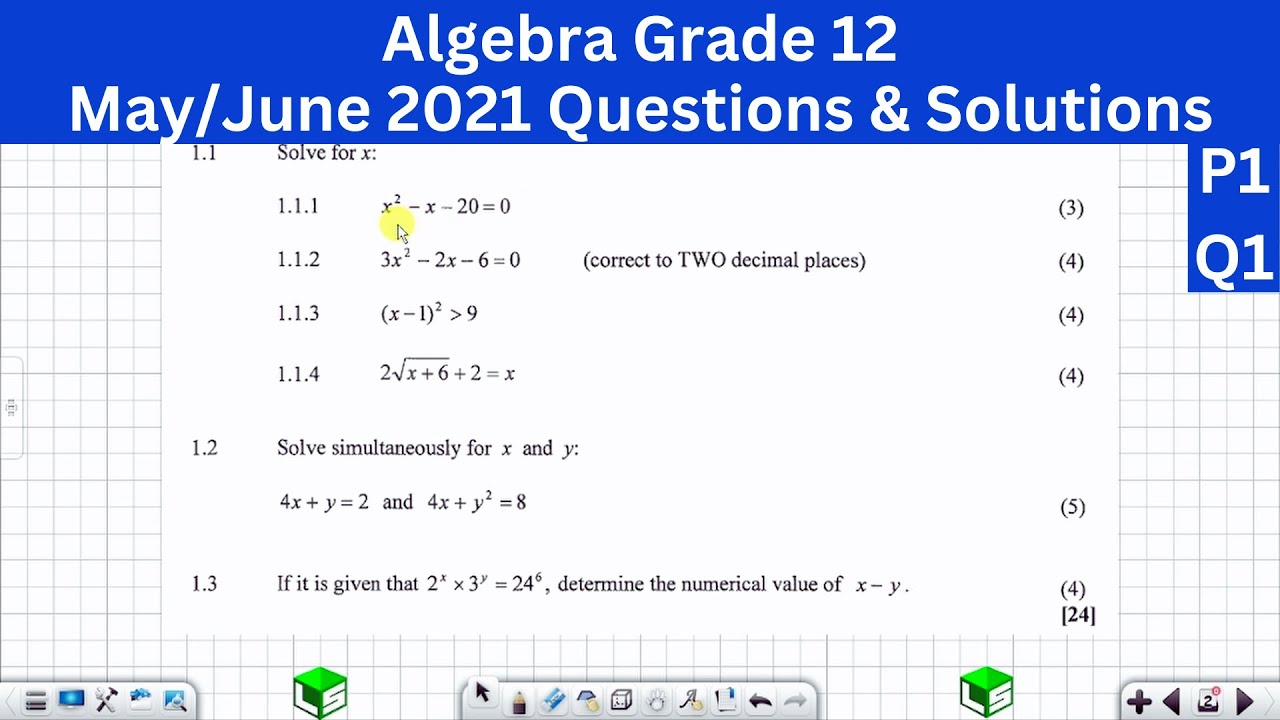 Algebra Grade 12: Equations Grade 12, Inequalities Grade 12: May/June ...