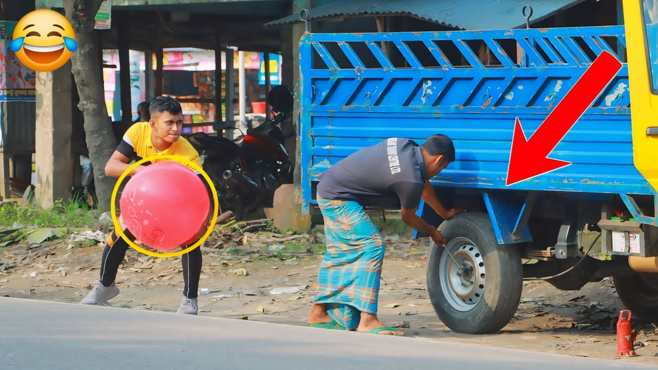 Update Tyre Blast PRANK with Popping balloons | Crazy REACTION with ...