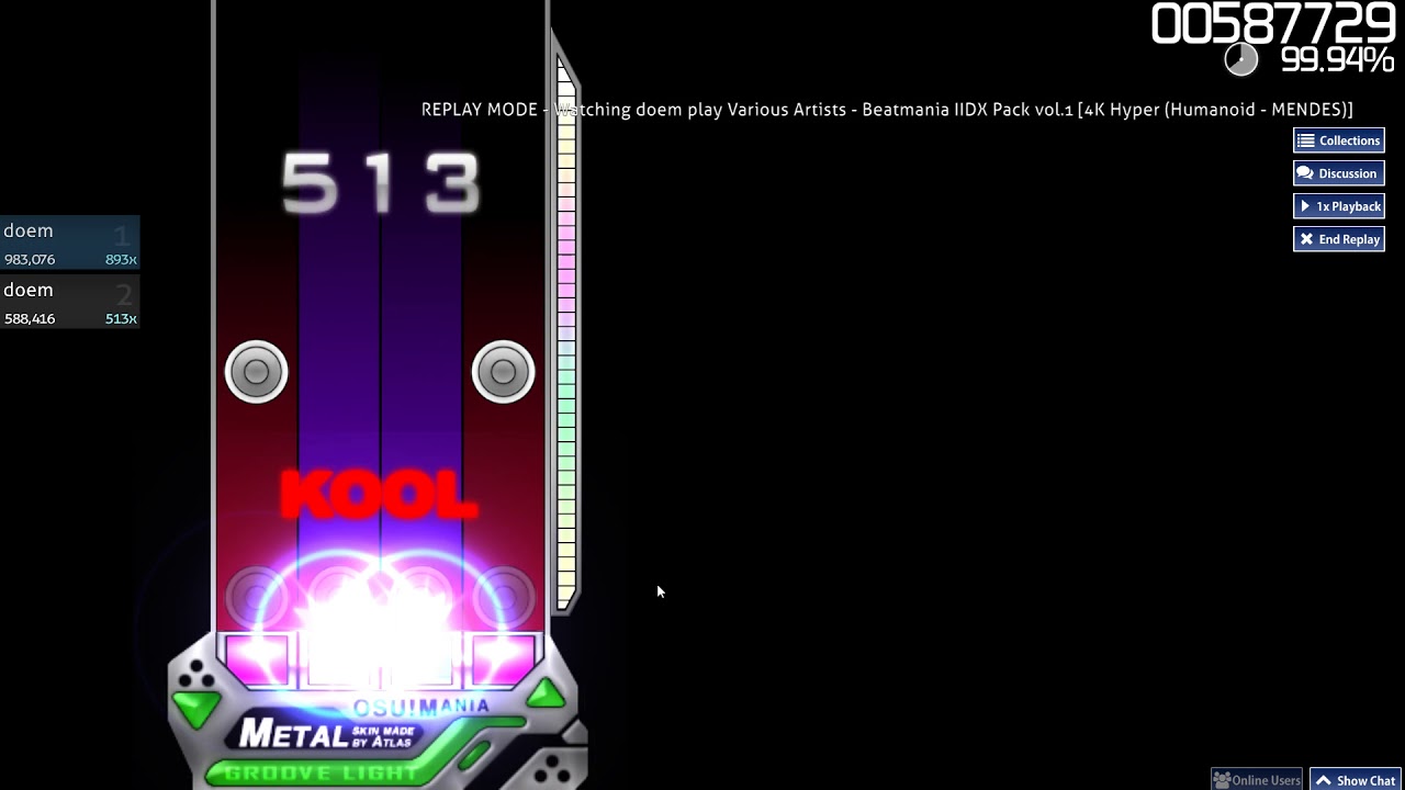 오스!(osu!) Various Aryists Beatmania IIDX pack col 1 Humanoid MENDES 4K ...